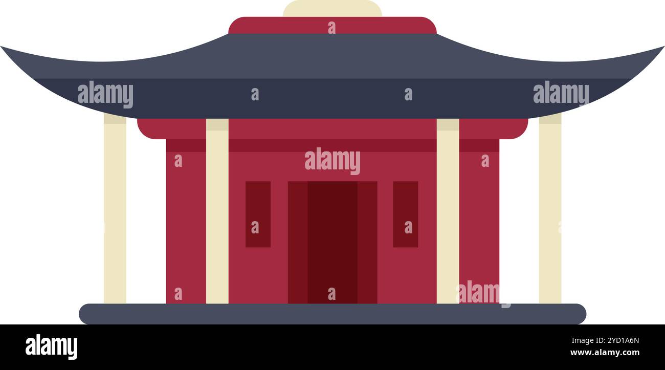 Simple vector illustration featuring a traditional asian building with ...