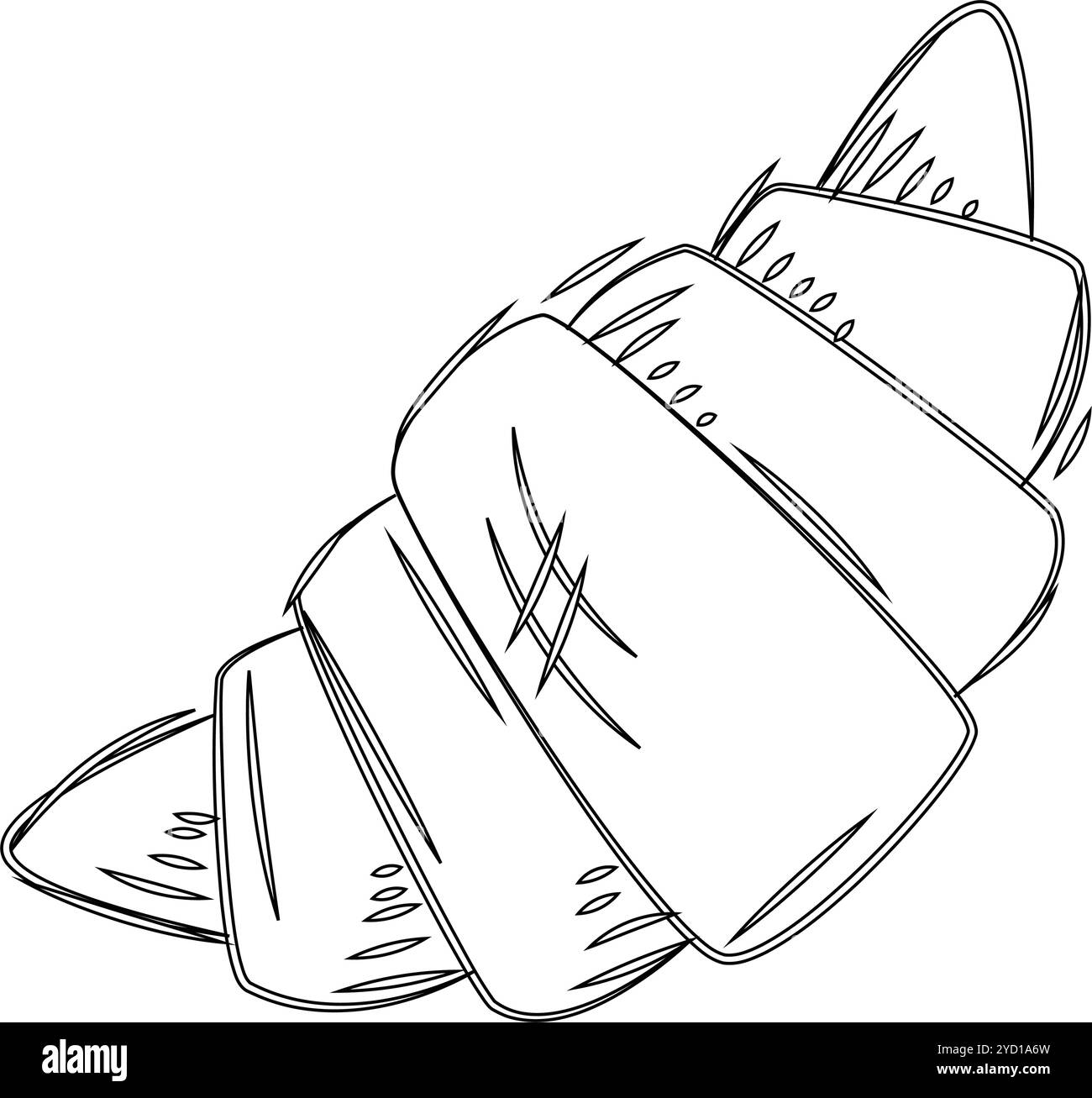 Hand-drawn croissant sketch with detailed layers Vector Stock Vector ...