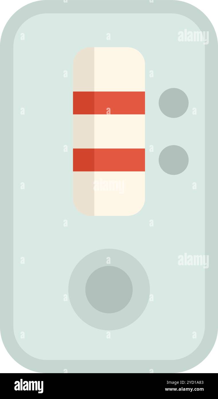 Illustration of a positive result rapid antigen test showing two red ...