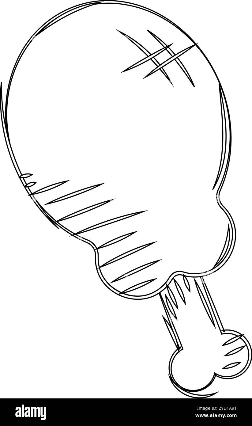 Hand-drawn chicken drumstick sketch with simple design Vector Stock ...