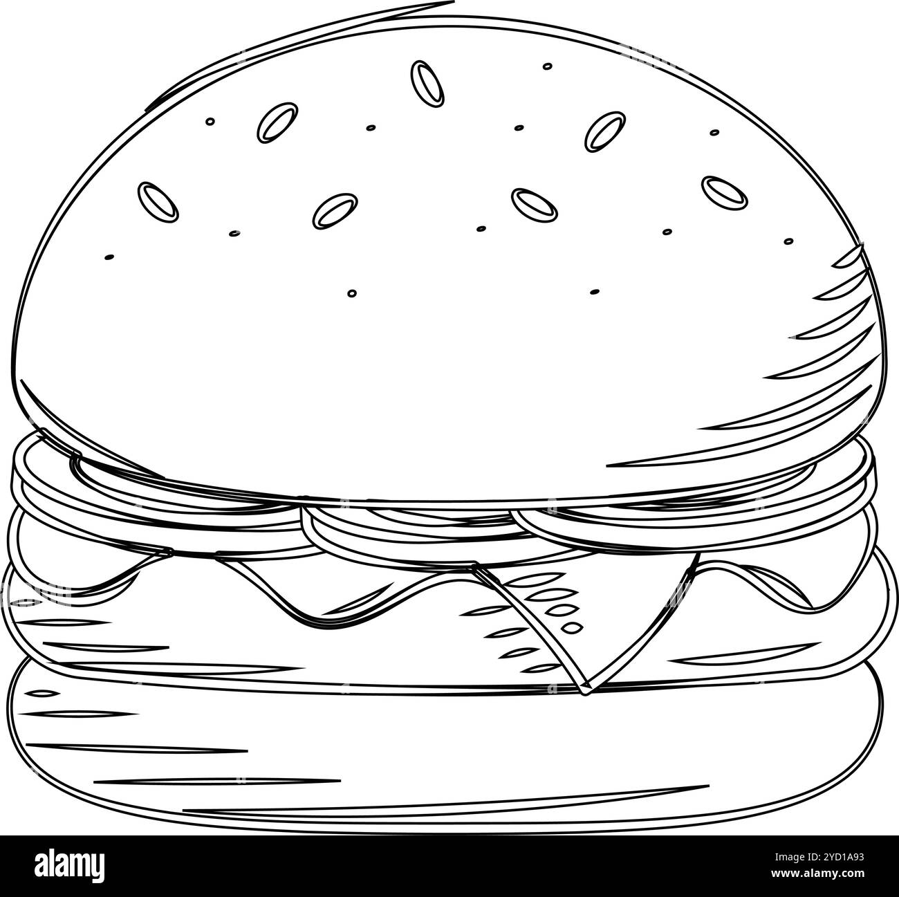 Hand-drawn burger with cheese and lettuce sketch Vector Stock Vector ...