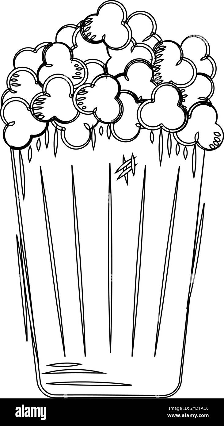 Hand-drawn popcorn in a carton with simple design Vector Stock Vector ...