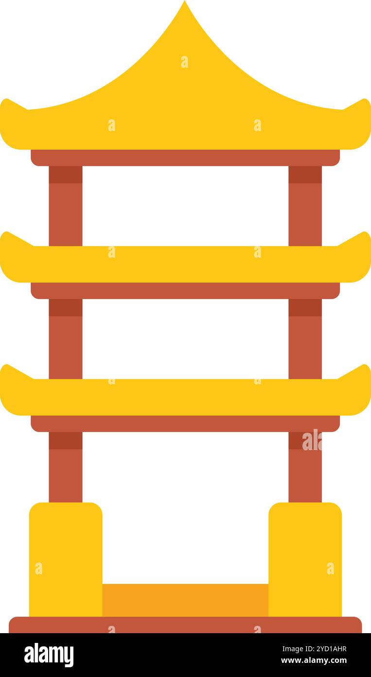 Traditional chinese gate standing alone with three levels and yellow ...