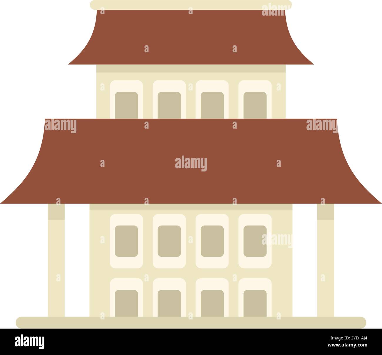 Simple vector illustration of traditional japanese house with pagoda ...