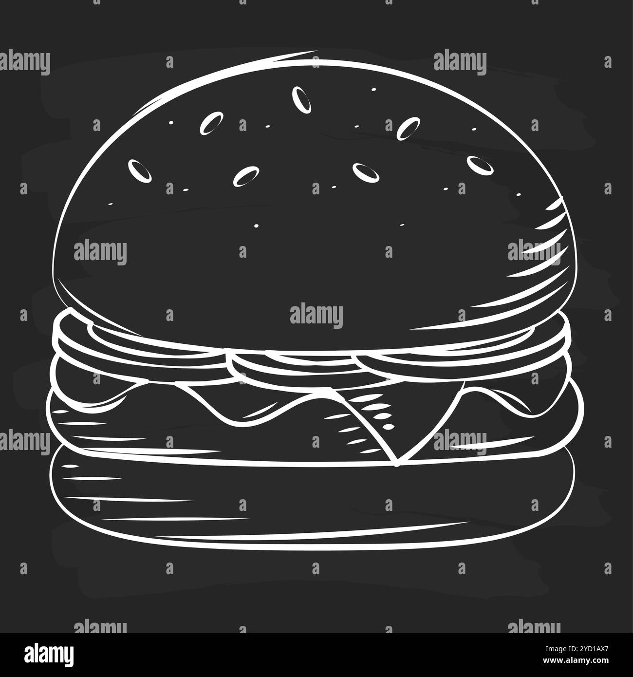 Hand-drawn burger with cheese and lettuce sketch Vector Stock Vector ...