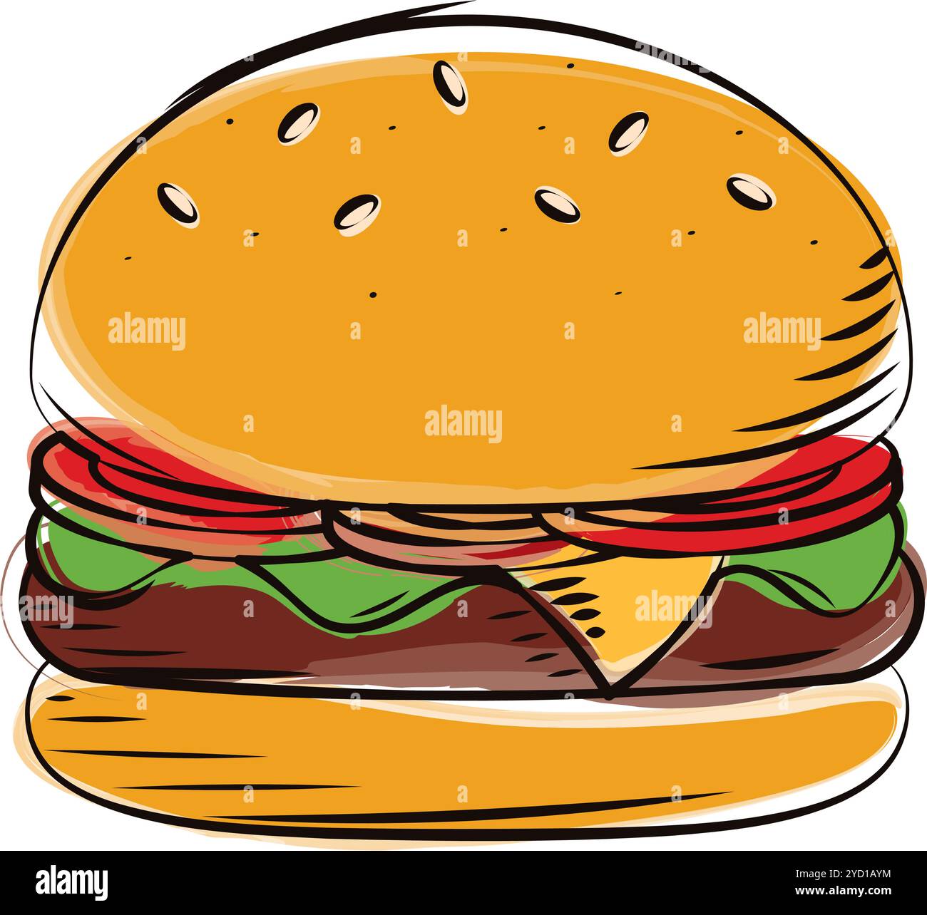 Colorful cheeseburger with toppings illustration Vector Stock Vector ...