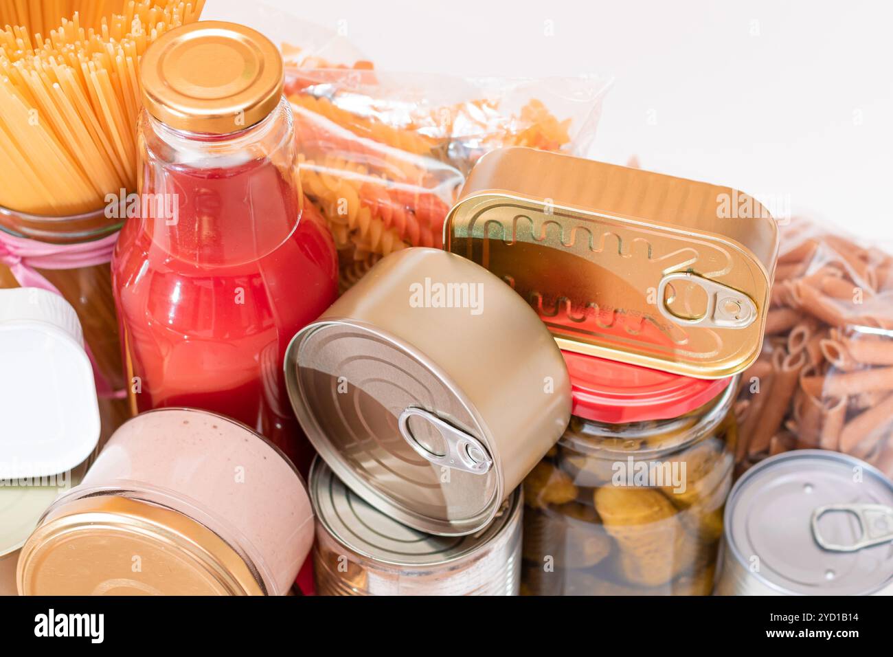 Food Reserves: Canned Food, Spaghetti, Tomato Juice, Pasta and Grocery ...
