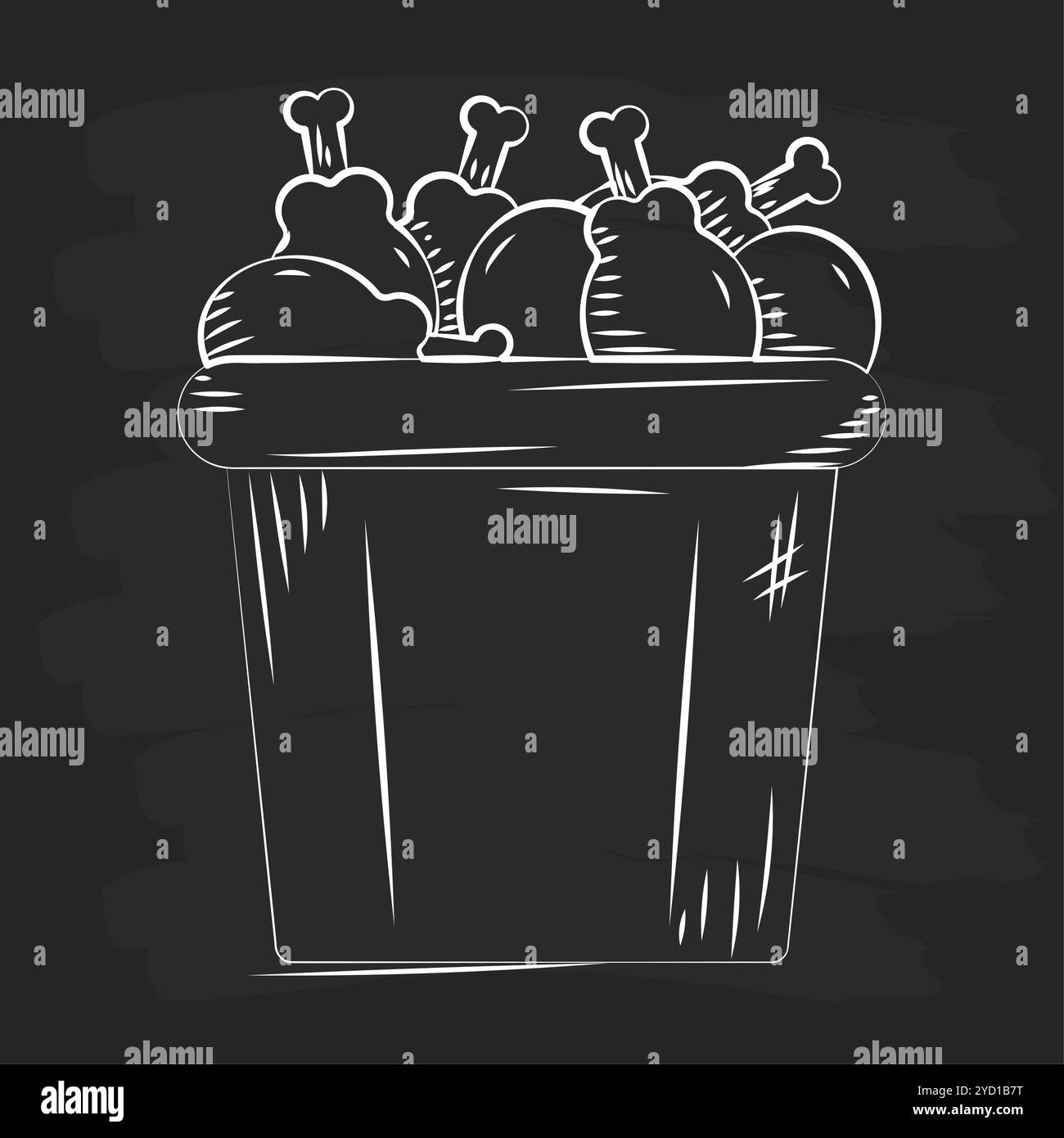Hand-drawn fried chicken bucket with drumsticks Vector Stock Vector ...