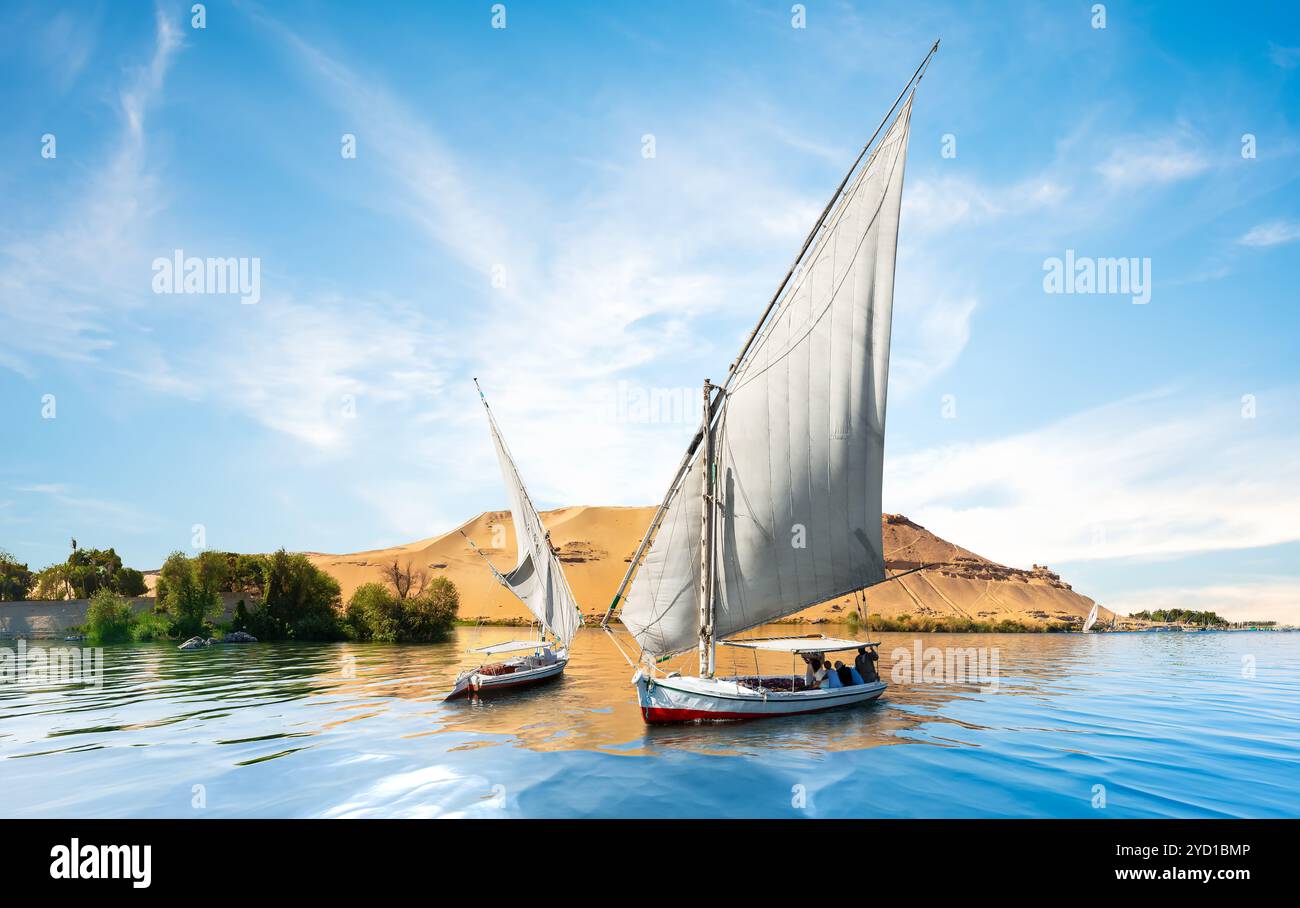 Nile and boats Stock Photo - Alamy