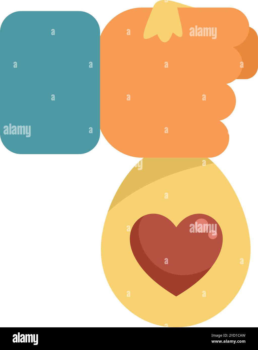 Cartoon vector illustration of a hand holding a donation bag with a ...