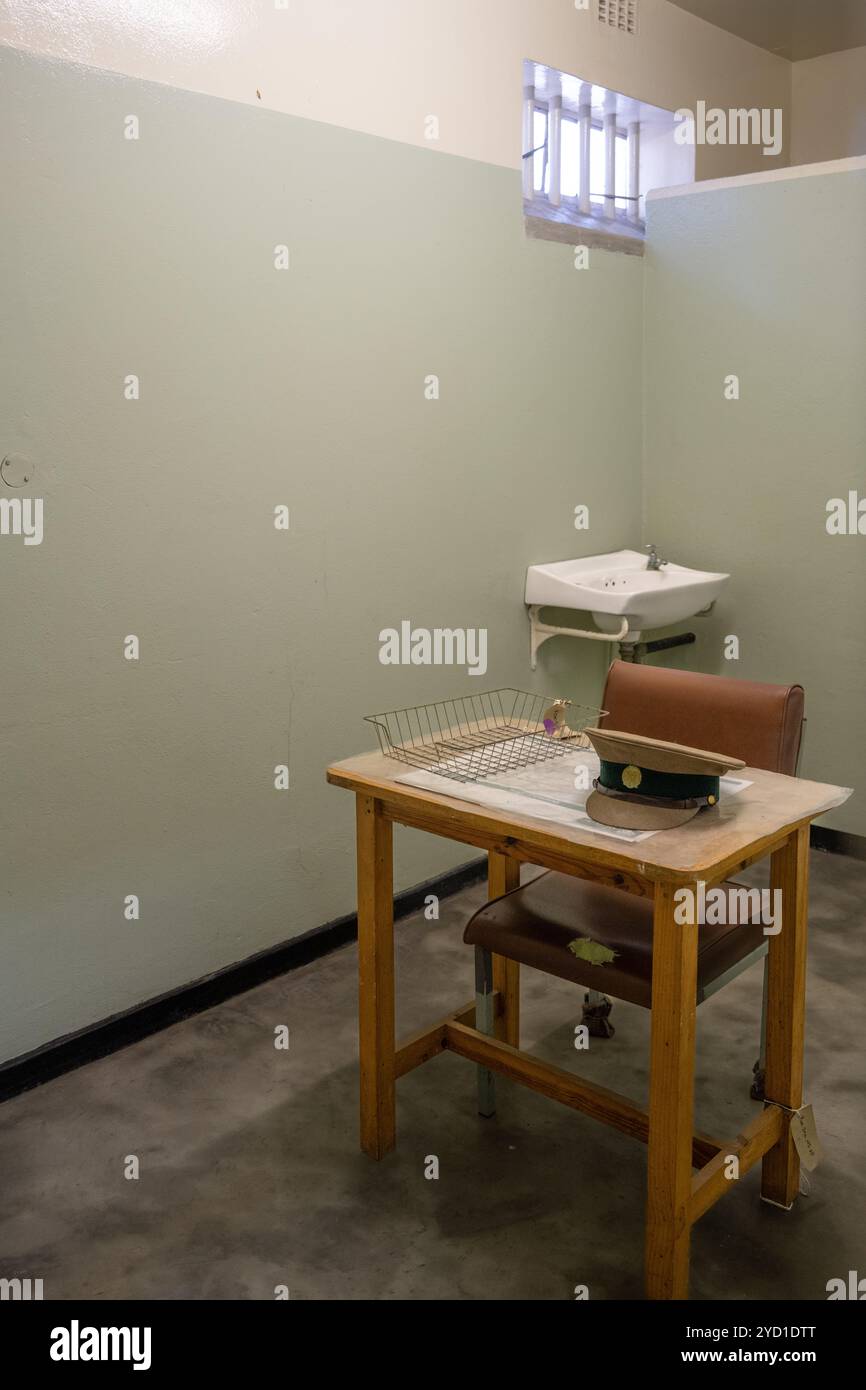 guard's desk and hat at Robben Island prison Stock Photo - Alamy