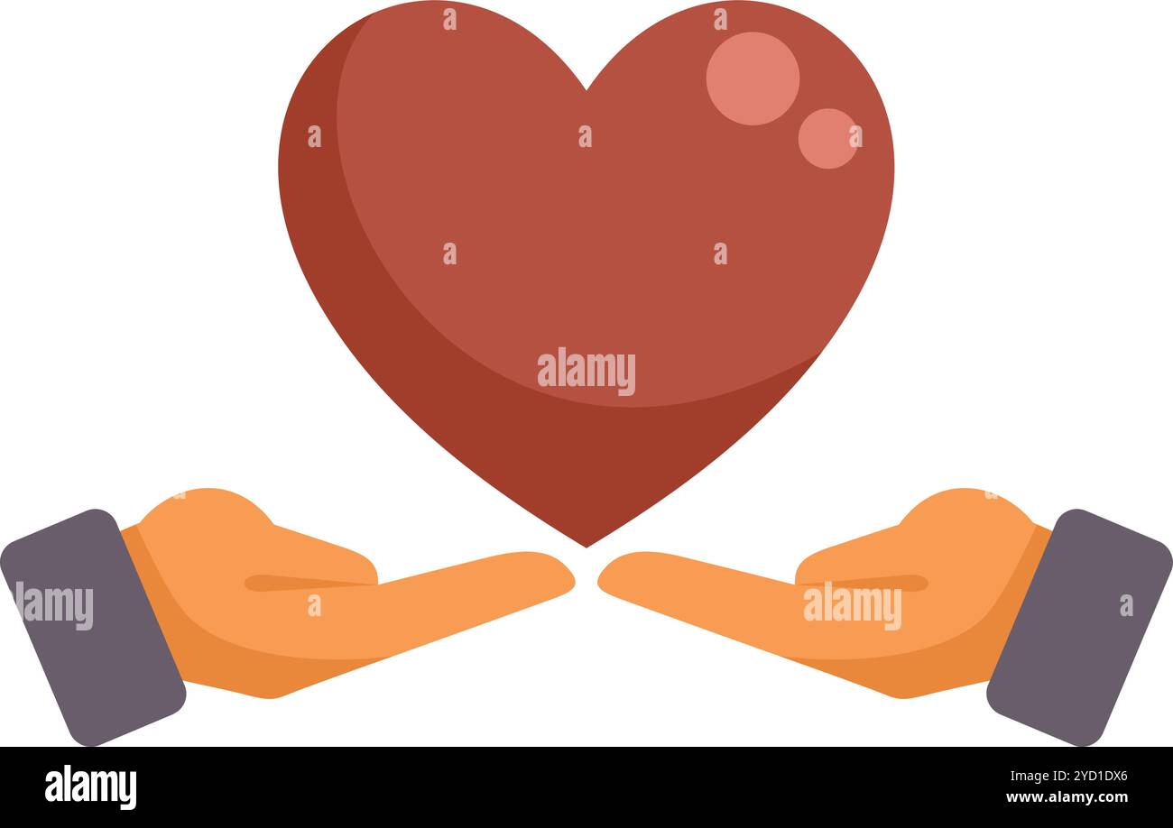 Two businessmen are joining their hands to hold a big red heart ...