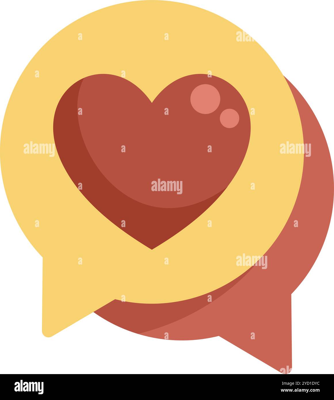 Two overlapping speech bubbles containing a heart representing a love ...