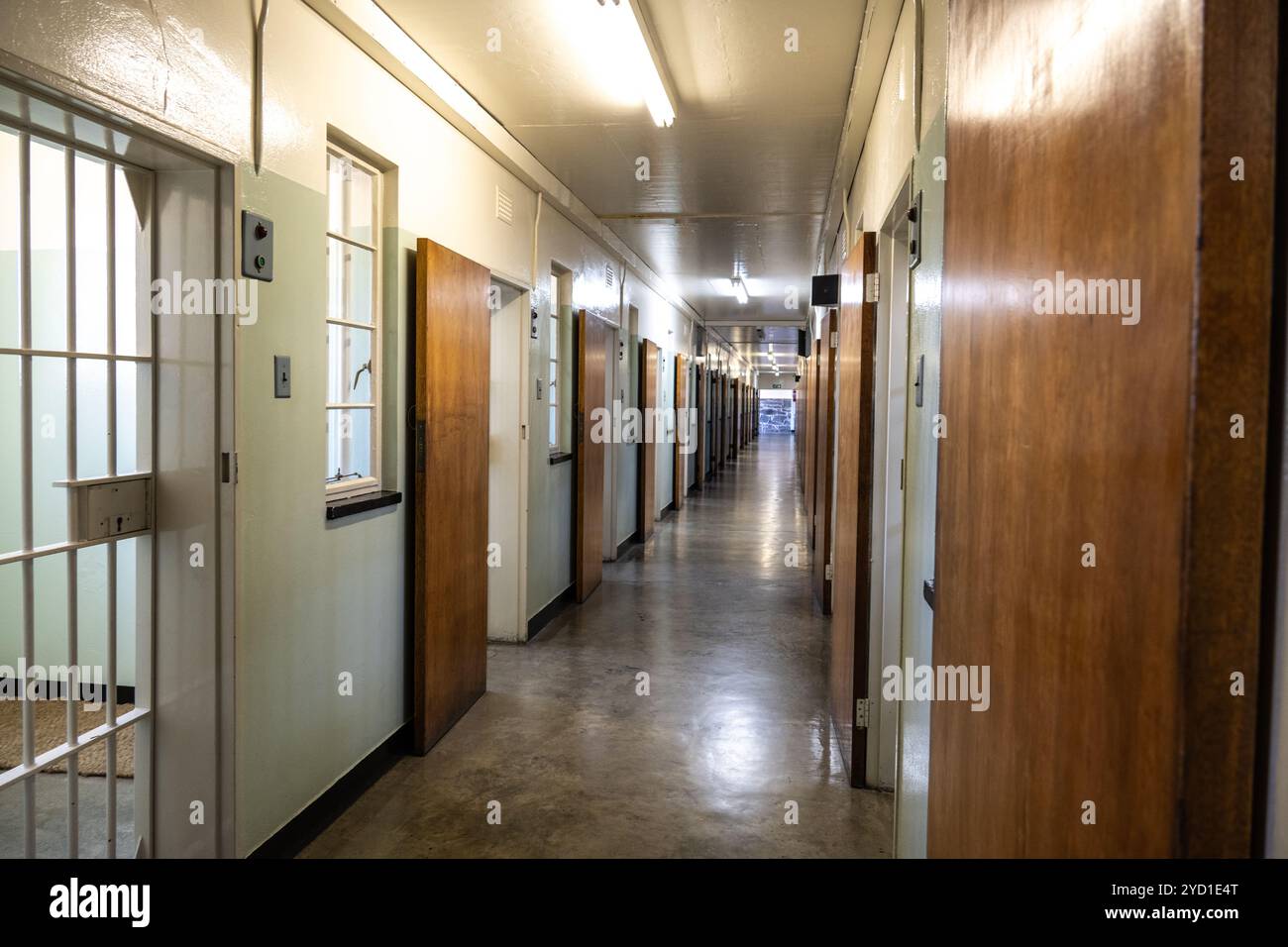 prison cells and corridor at Robben Island, South Africa Stock Photo ...