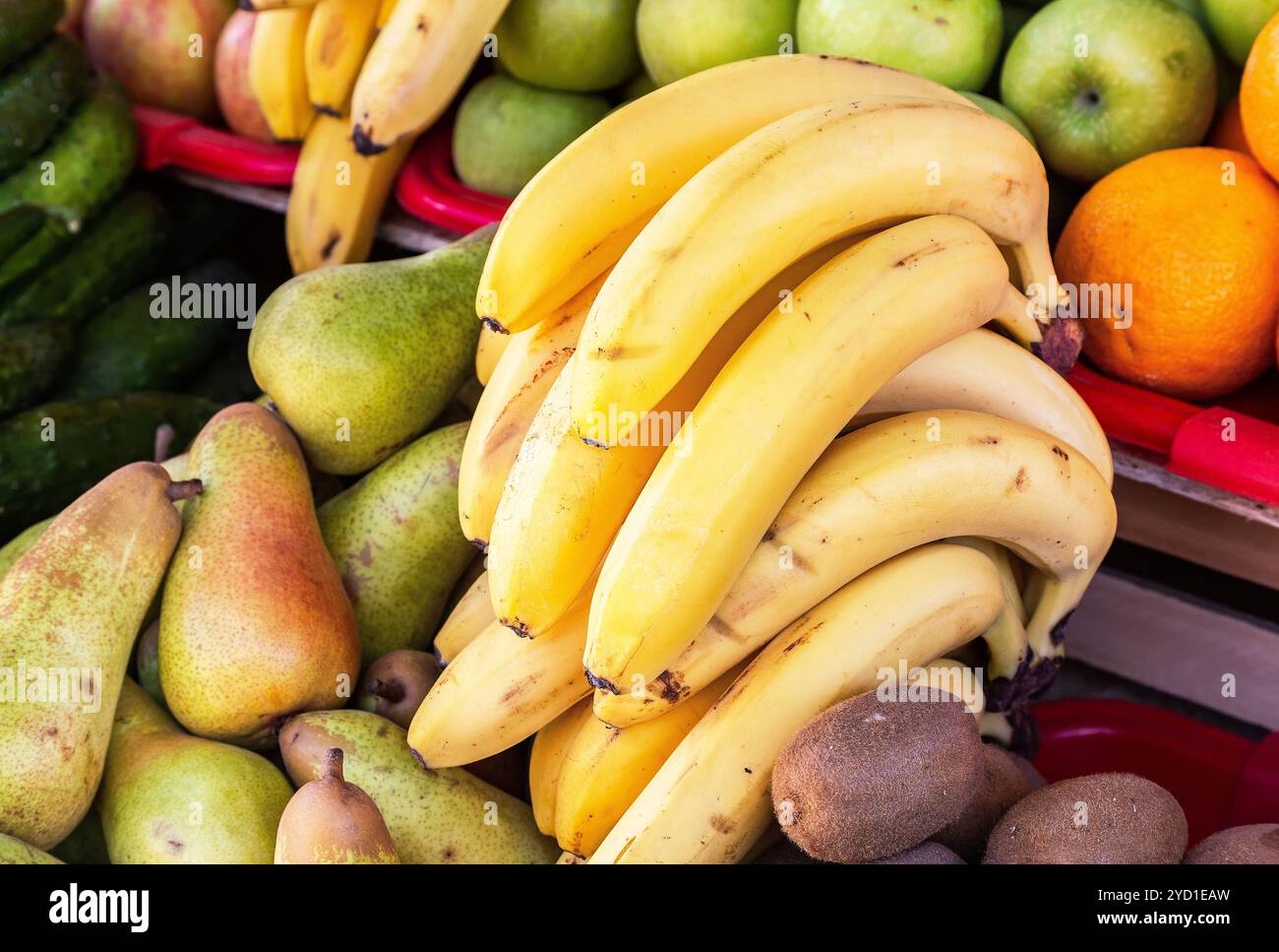 Fresh organic bananas and other fruits Stock Photo - Alamy