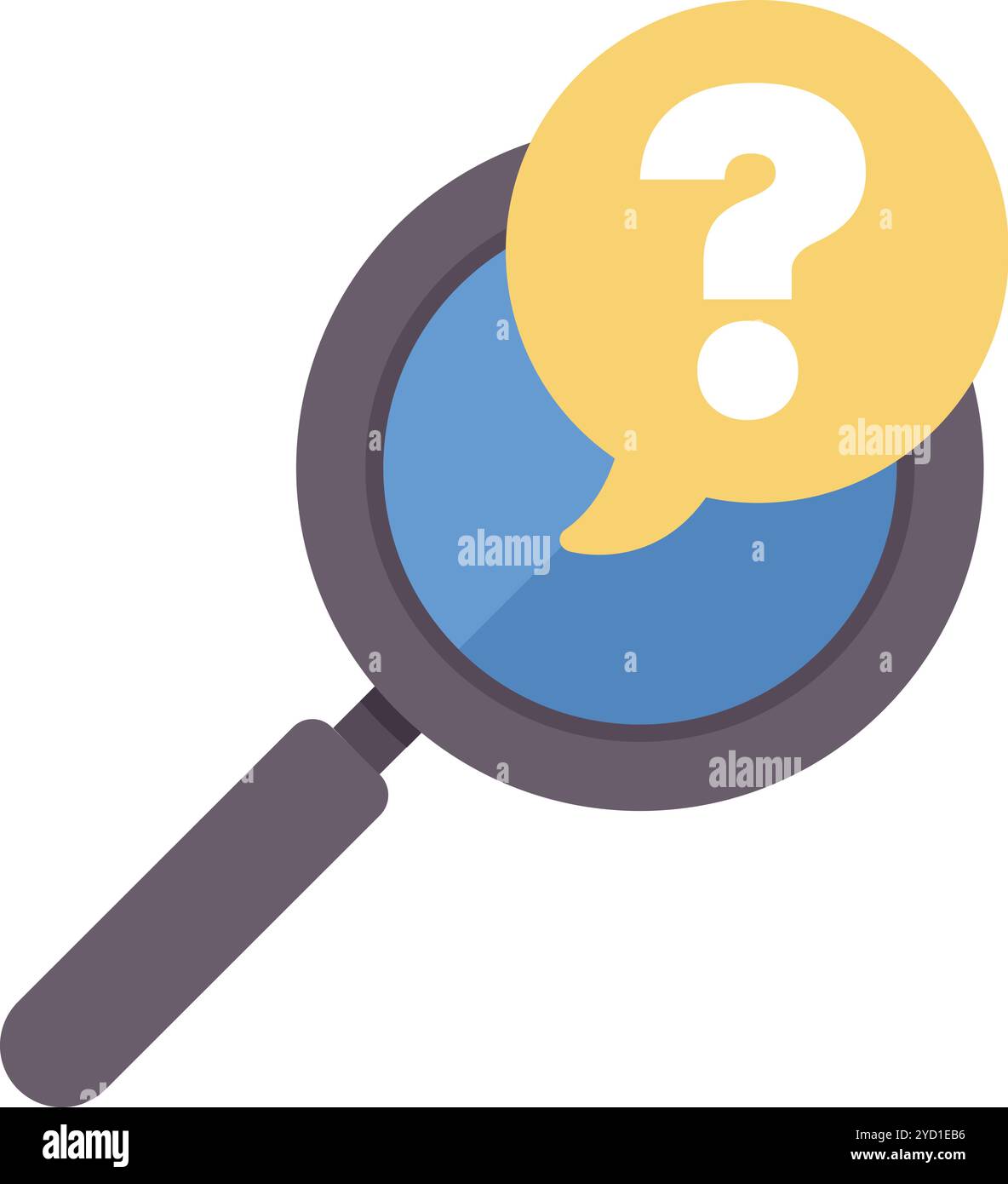 Magnifying glass exploring question mark inside speech bubble ...