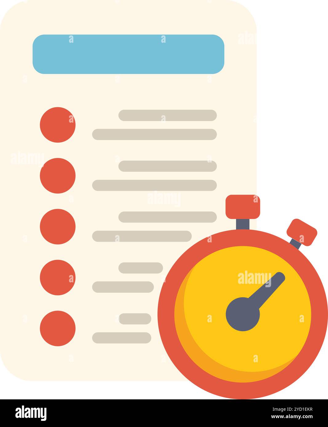 Stopwatch is timing the completion of a checklist on a document ...