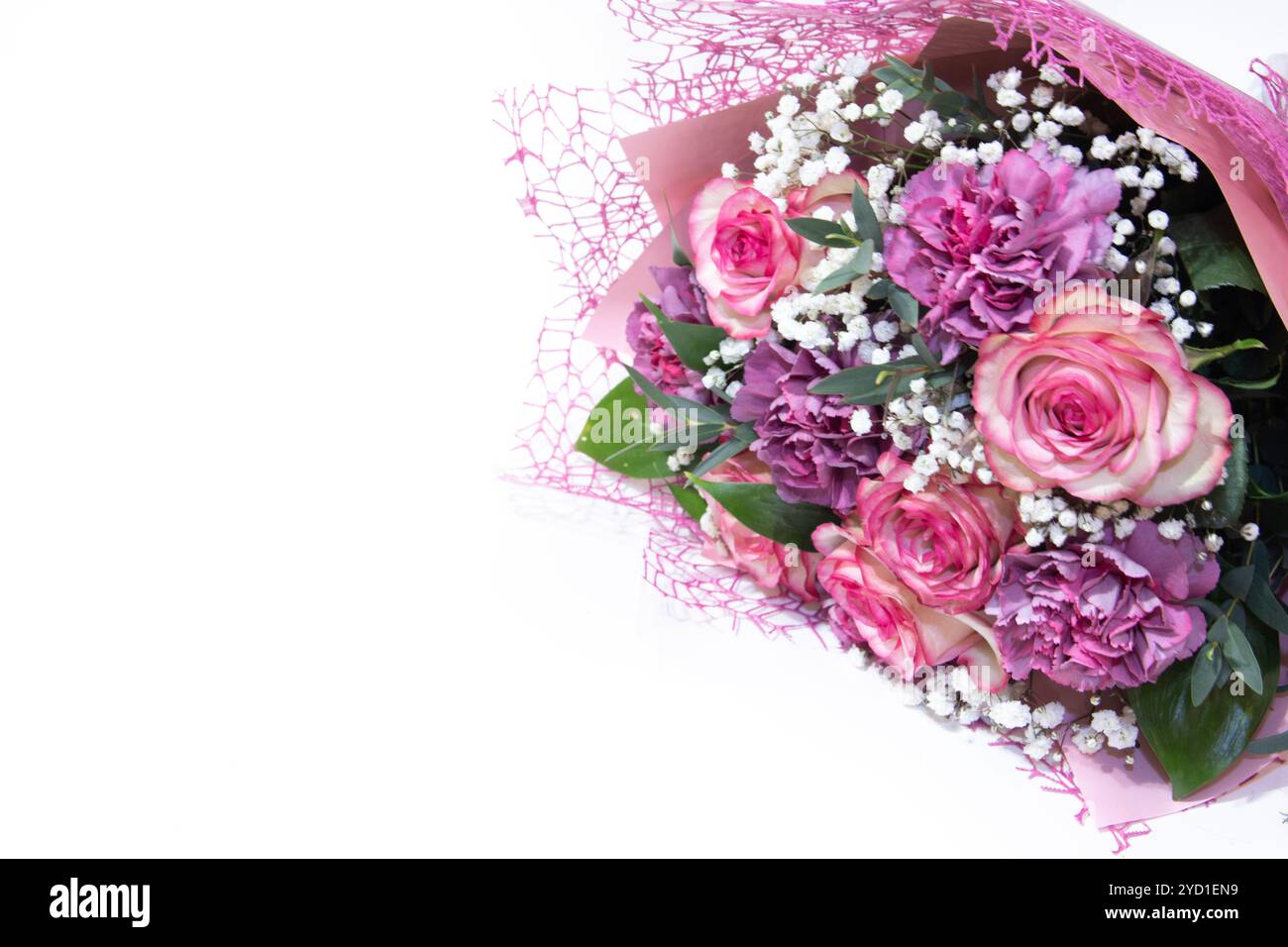 Bouquet with pink roses isolated on white. Beautiful fresh flowers ...