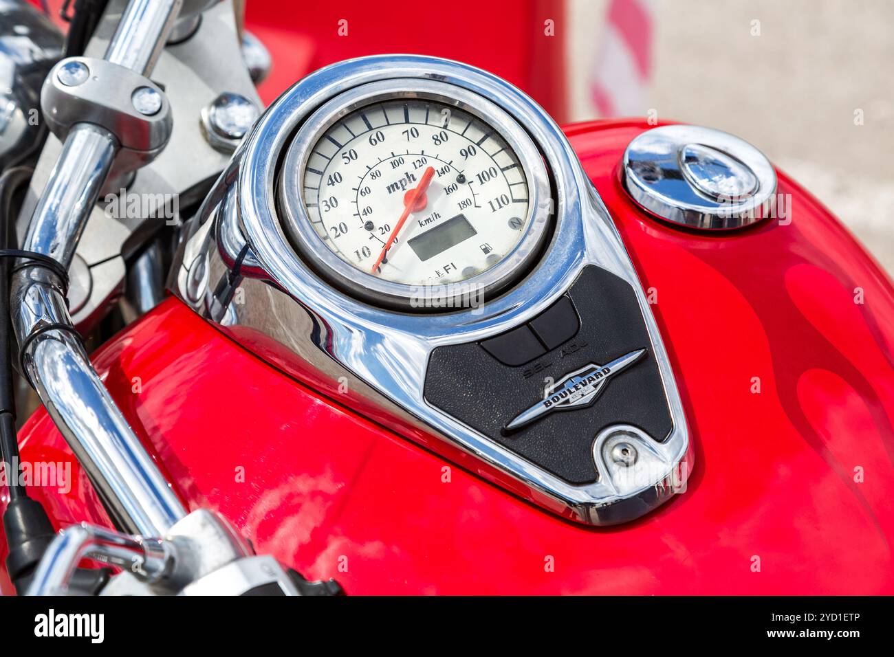 Speedometer and fuel tank of a motorcycle Stock Photo - Alamy