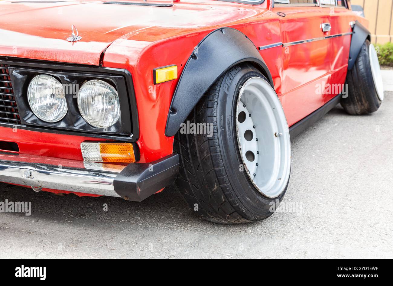 Vintage Russian automobile Lada with tuning wheels Stock Photo - Alamy