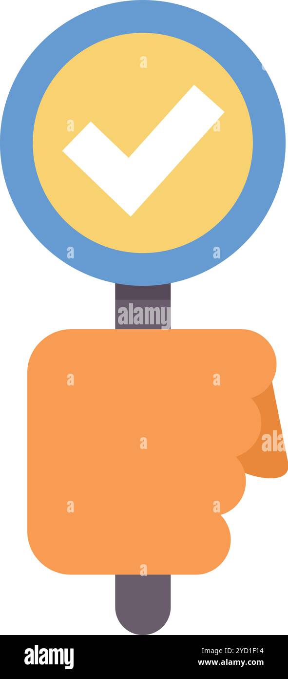 Hand holding a sign with a check mark symbol, indicating agreement ...