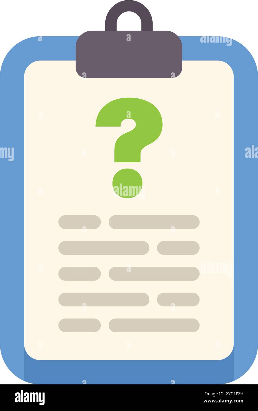 Blue clipboard showing question mark on paper for examination, quiz ...