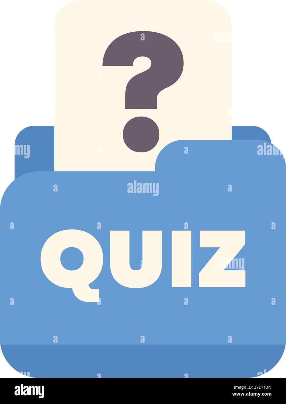 Blue quiz folder containing question mark symbol representing trivia ...
