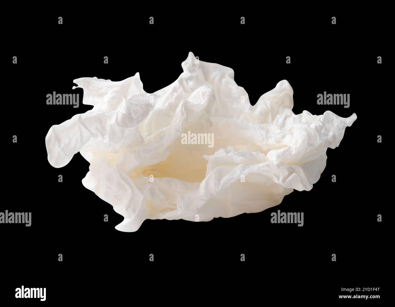 Side view of screwed or crumpled white tissue paper ball is isolated on ...