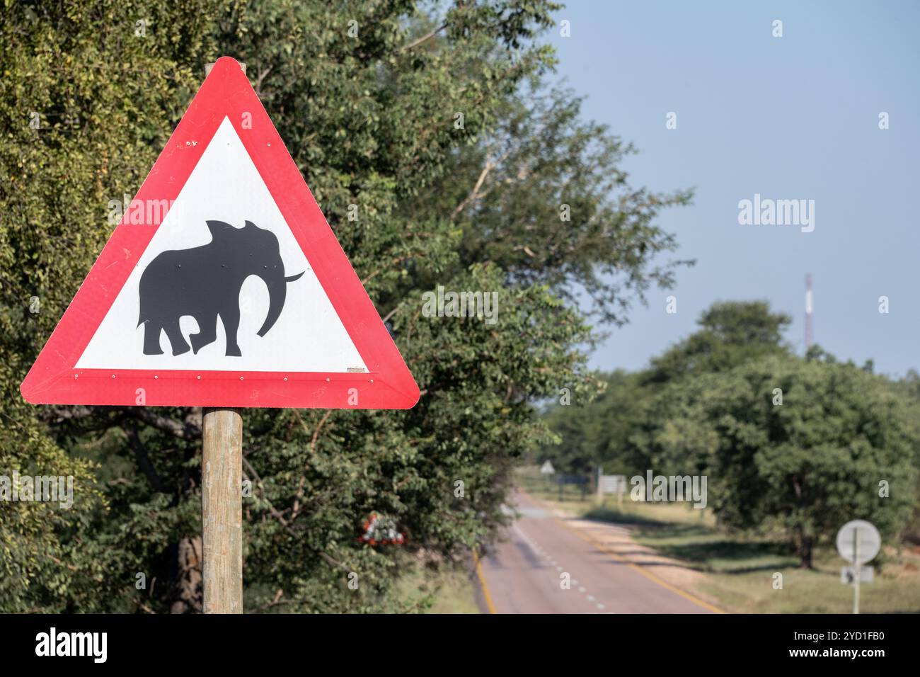elephant sign alerting motorists about possible elephant crossing Stock ...