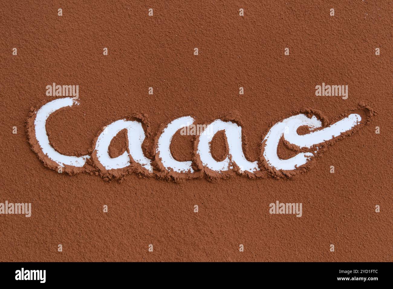 Word "Cacao" written in cocoa powder on a textured surface Stock Photo ...