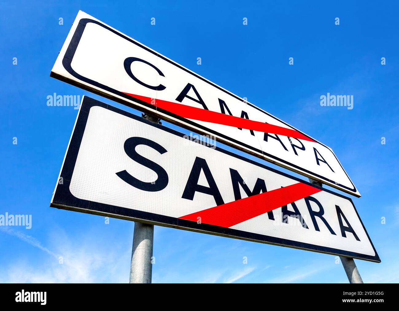 Road sign End of city Samara Stock Photo - Alamy