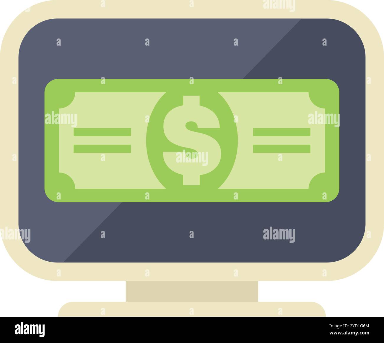Computer screen displaying a dollar bill, representing online banking ...