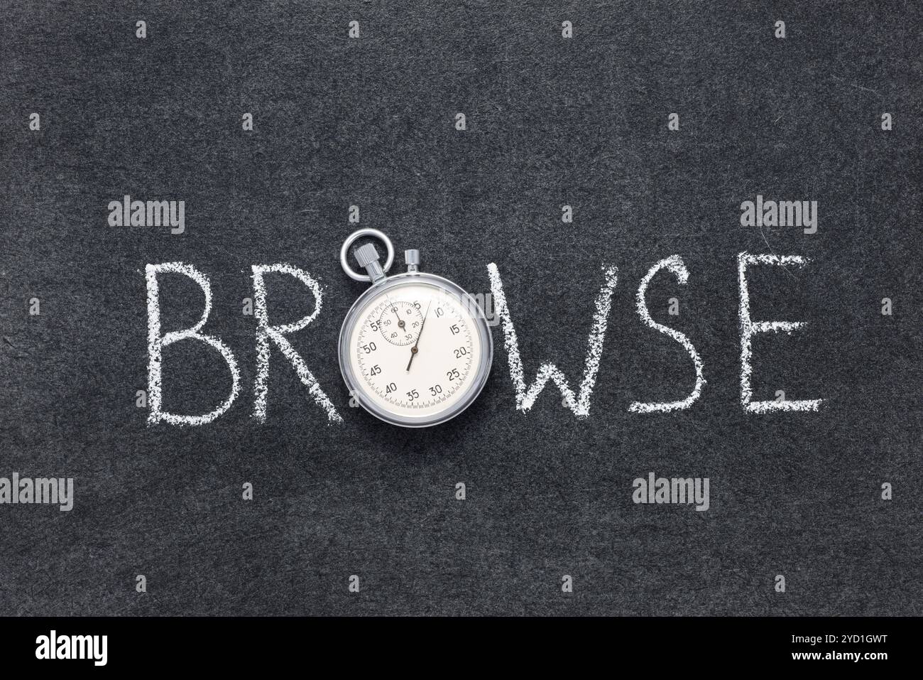 browse word handwritten on chalkboard with vintage precise stopwatch ...