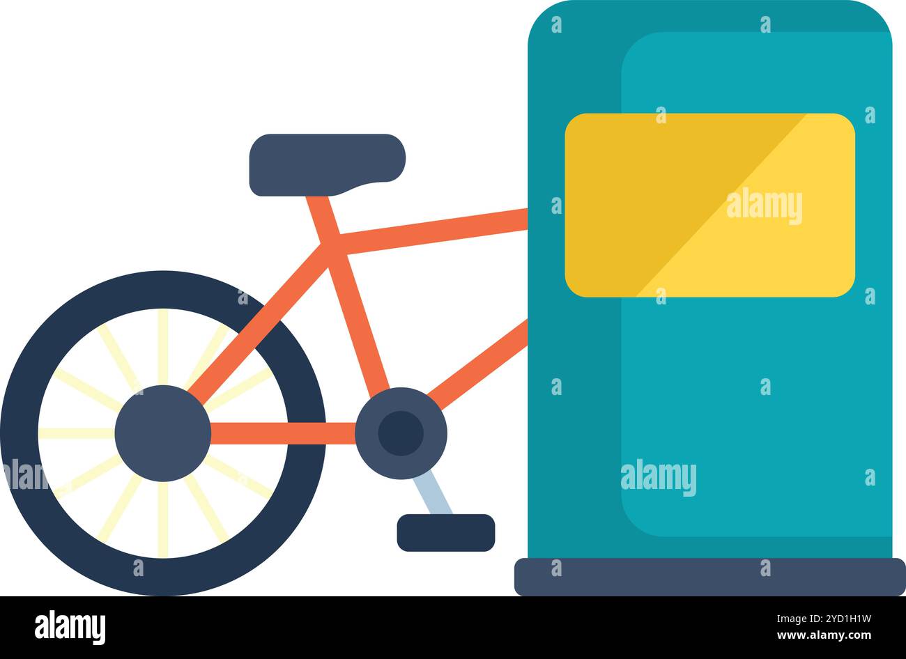 Illustration featuring a bicycle and a blank city information panel ...
