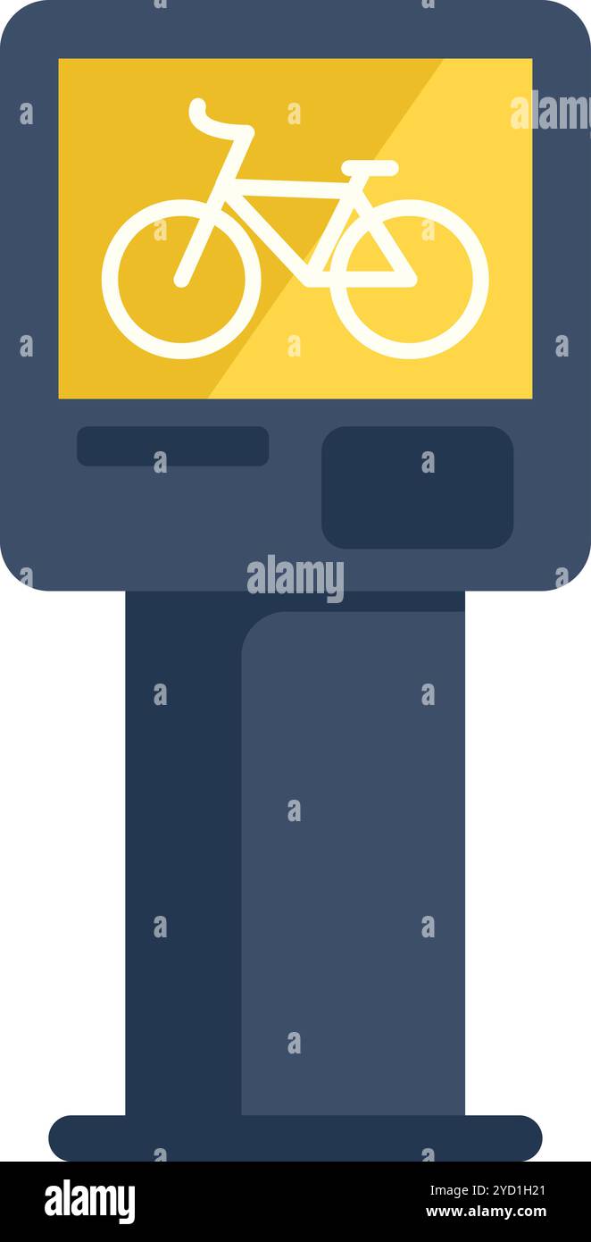 Bike sharing station terminal showing bicycle icon on screen, concept ...