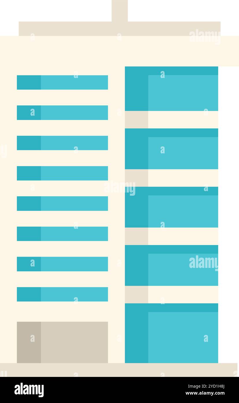 Modern office building with blue windows is standing tall in this ...