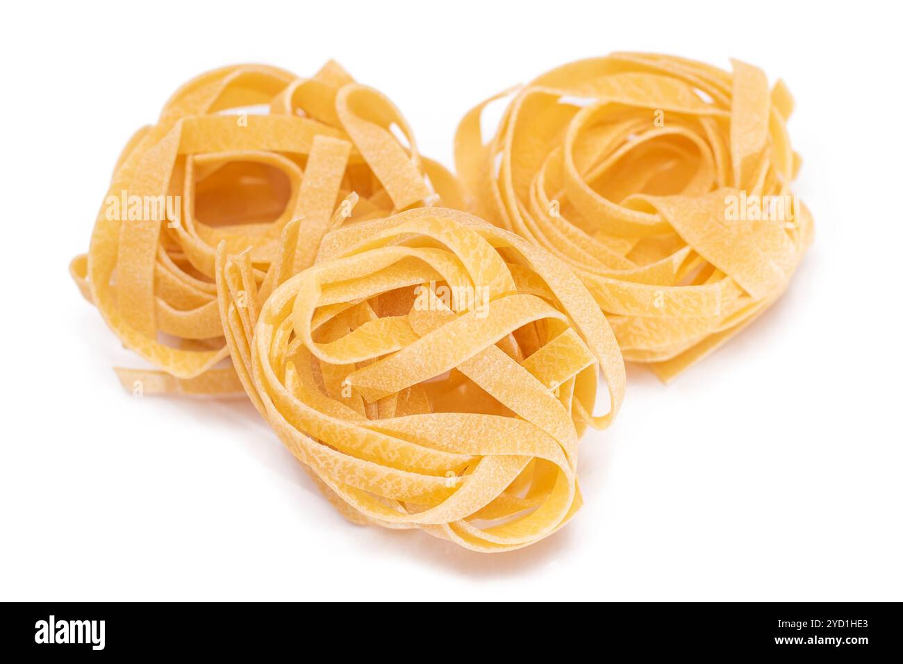 Three Classic Italian Raw Egg Fettuccine - Isolated on White Background ...