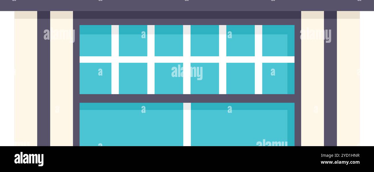 Simple vector illustration of a modern building facade with large glass ...