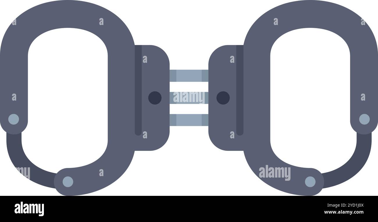 This Vector Illustration Shows A Pair Of Metal Handcuffs Representing