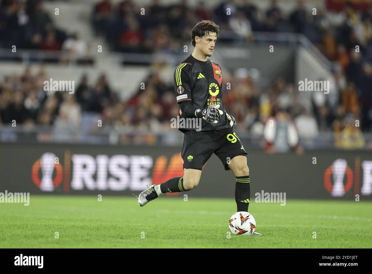 Romaâ s Belgian goalkeeper Mile Svilar during UEFA Europa League phase ...