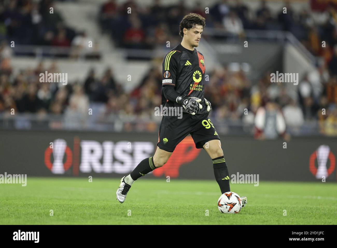 Romaâ s Belgian goalkeeper Mile Svilar during UEFA Europa League phase ...