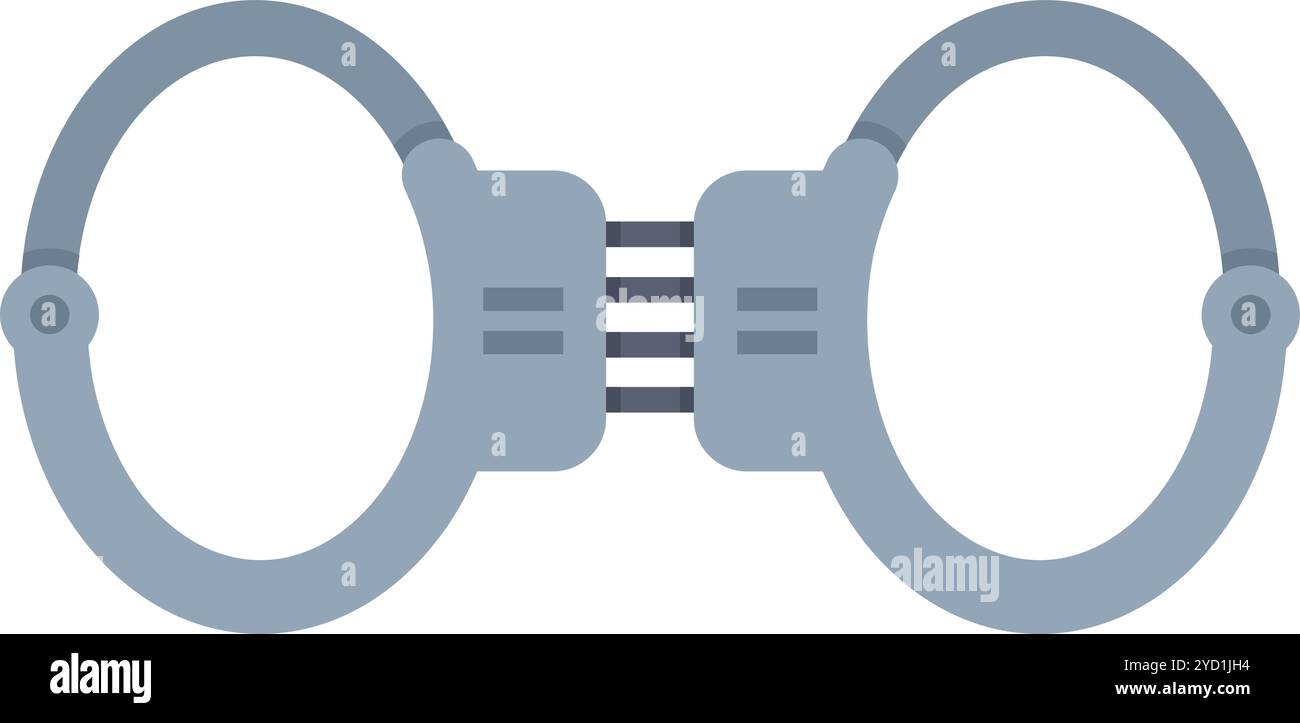 Metal handcuffs locked together representing law enforcement and ...