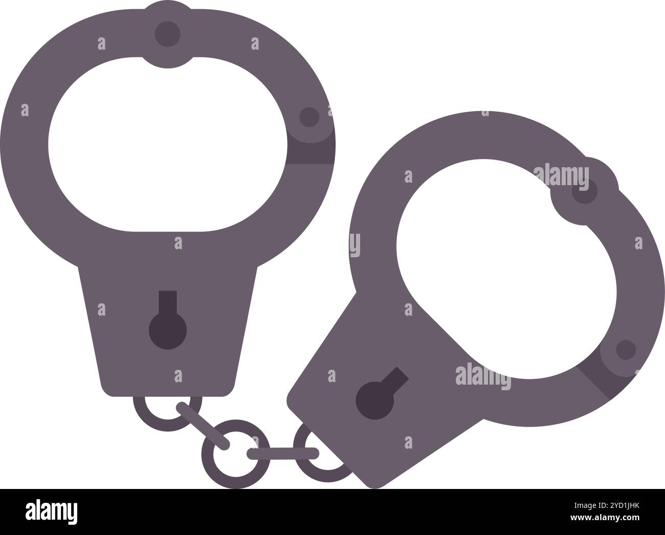 Pair of metal handcuffs lying closed and connected by a chain Stock ...