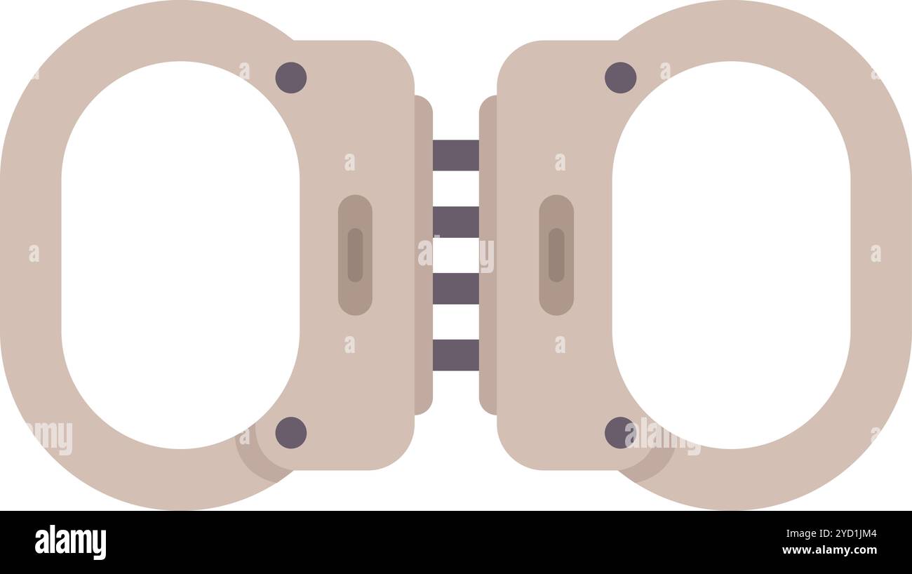 This vector illustration shows a pair of metal handcuffs used by police ...