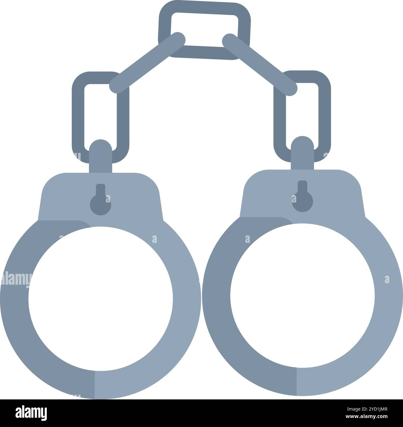 This vector illustration features a pair of metal handcuffs, commonly ...