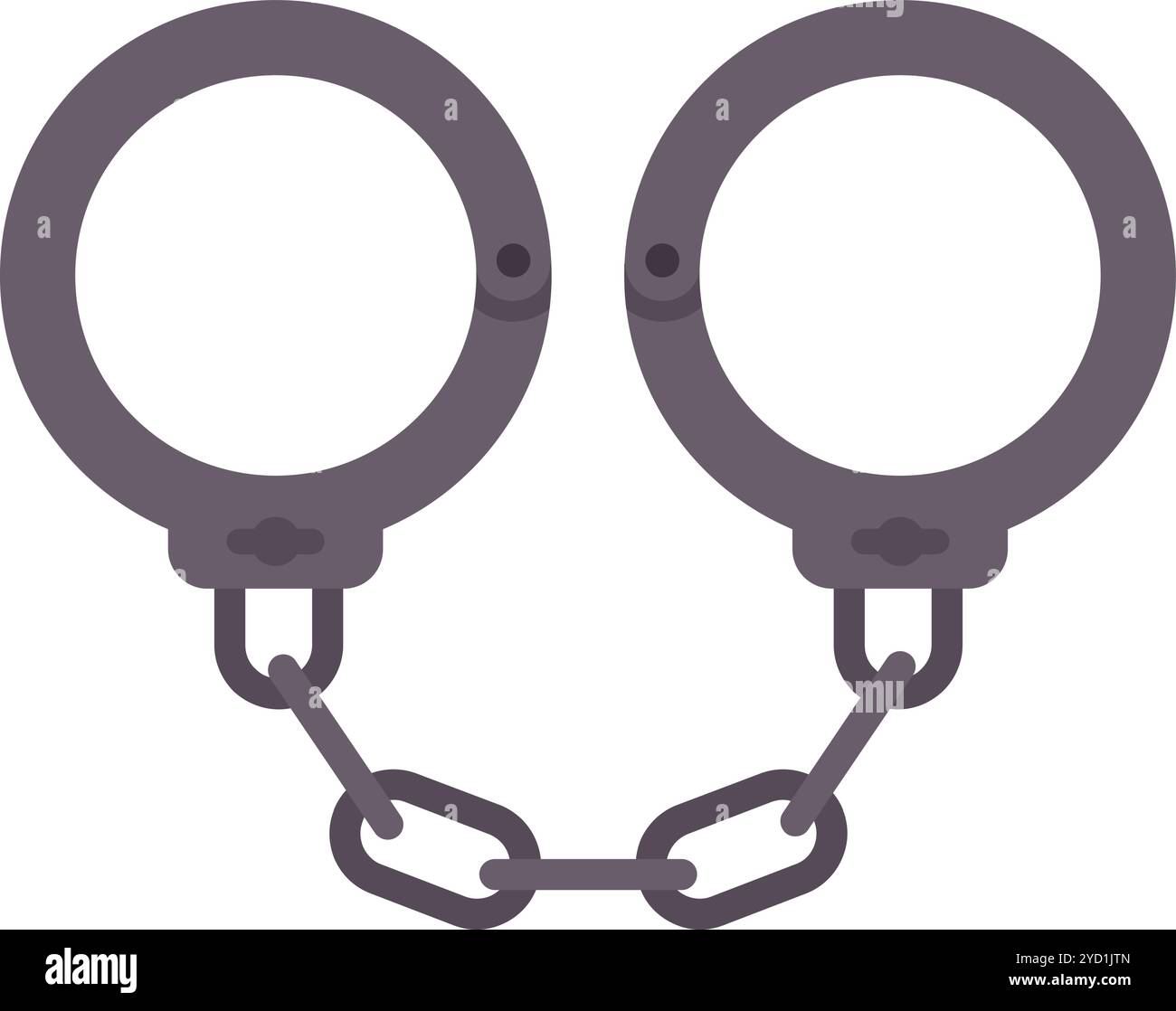 Pair of metal handcuffs is shown, representing the concept of captivity ...