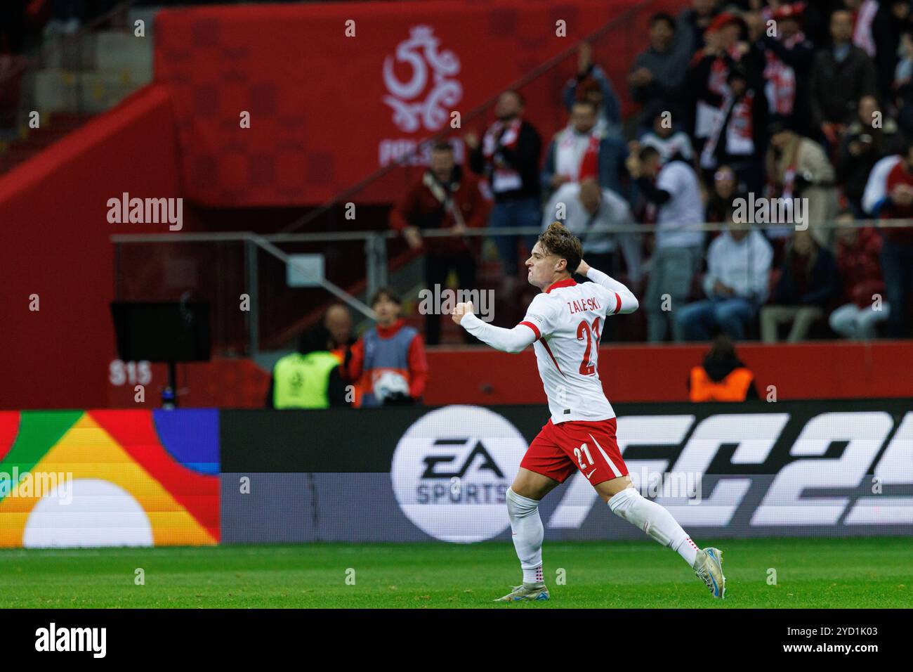 Nicola Zalewski seen celebrating after scoring goal during UEFA Nations ...