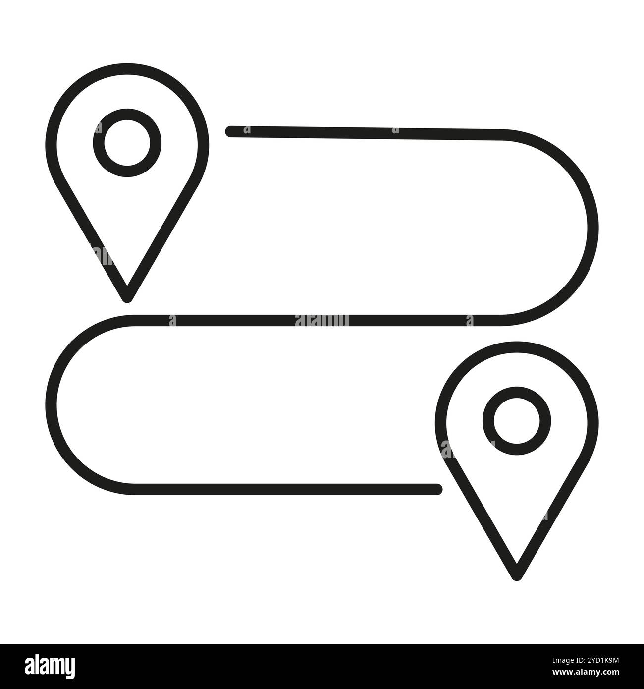 Location pin icon. Simple route map. Minimalistic vector design. Navigation concept. Clean black ...