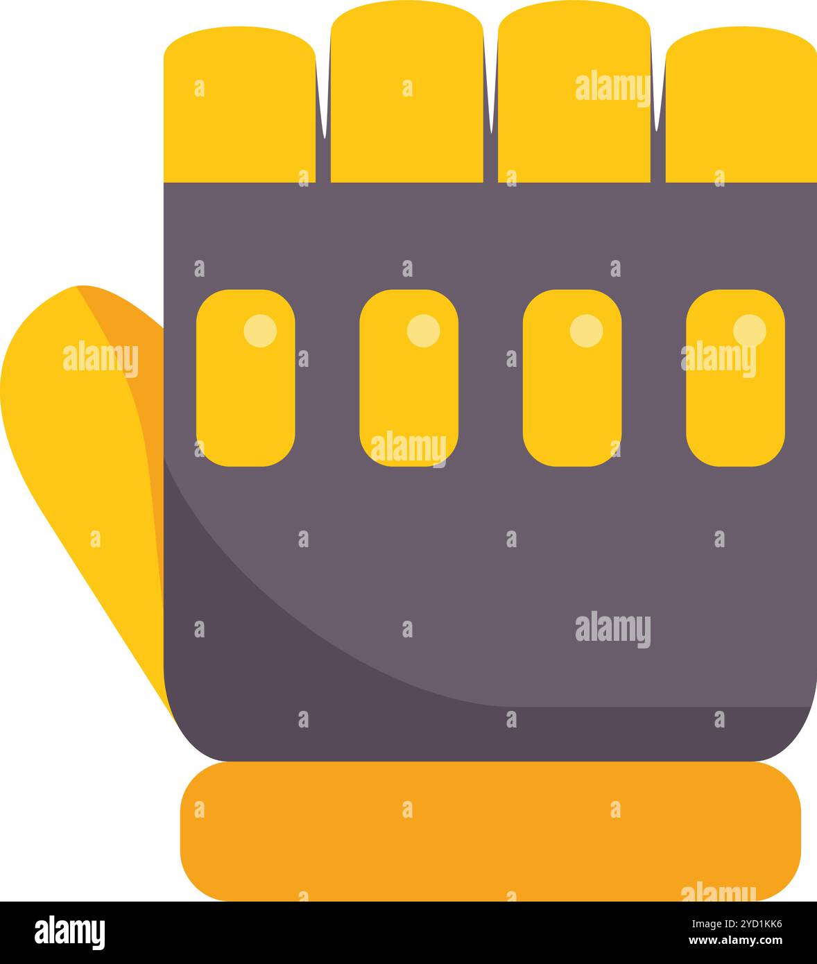 This flat vector illustration depicts a working glove protecting hand ...