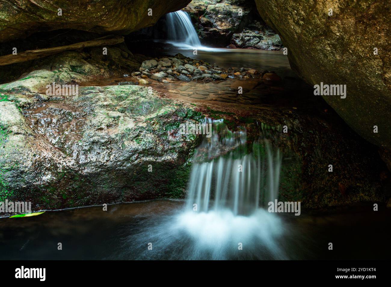 Waterfall flow through cavern Stock Photo - Alamy